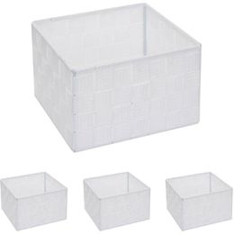 Neuwertig] 4er-Set Aufbewahrungskorb HHG 258, Dekokorb Korb Körbchen Aufbewahrung Regalkorb Deko 12x19x19cm weiß - white