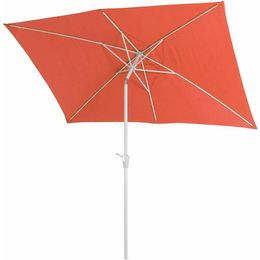 HHG Neuwertig] Sonnenschirm Castellammare, Gartenschirm, 2x3m rechteckig neigbar, Polyester/Alu 4,5kg UV-Schutz 50+ terracotta - orange