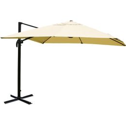 Gastronomie-Ampelschirm HHG 329, Sonnenschirm, 3x4m (Ø5m) Polyester/Alu 26kg creme ohne Ständer, drehbar - beige