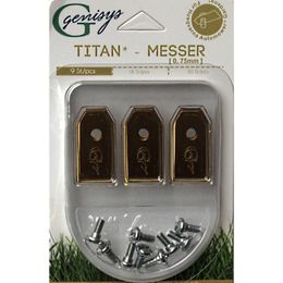 Genisys 9 titan Ersatz Messer Klingen kompatibel für Husqvarna Automower ® / Gardena Mähroboter (longlife - 0,75 mm - 3 g) + Schrauben