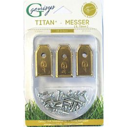 Genisys 18 titan Ersatz Messer Klingen kompatibel für Husqvarna Automower ® / Gardena Mähroboter (longlife - 0,75 mm - 3 g) + Schrauben