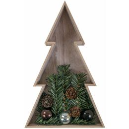 BURI 3D Holz-Weihnachtsbaum 28 cm Holztanne Weihnachten Leuchtbaum Tischdeko Echtholz