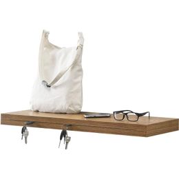 [en.casa] - Wandregal 80 x 23,5 x 5 Hängeboard mit Schlitz Walnussimitat en.casa