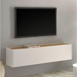Lomadox Tv Hängeschrank Wohnbereich CRISP-61 in weiß mit Absetzungen in Wotan Eiche Nb., b/h/t: ca. 150/35/30 cm - braun