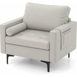 1 Sitzer Sofa, Klein Couch Sofa, inkl. abnehmbares Kissen, verschiedenen Kombinationen, mittelalterliche & Moderne Stil (Hellgrau) - Costway