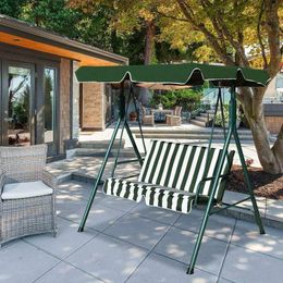 Hollywoodschaukel 2-Sitzer mit verstellbarem Sonnendach Gartenliege Schaukelbank Gartenbank Grün - Costway