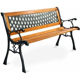 Gartenbank Holz Metallrahmen 2 Sitzer, Parkbank 210kg, Terrassenbank, 125 x 52 x 73 cm, für Balkon, Garten, Veranda - Costway