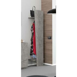 Vertikale Garderobe, Made in Italy, mit Kleiderstange, zwei Regalen, Möbel für Flur, Moderne Eingangshalle, 50x30h200 cm, Farbe Zementgrau - Dmora