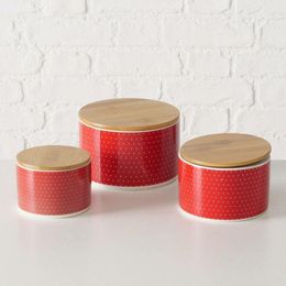 Boltze Gruppe - Keramikbehälter mit Bambusdeckel lilly, 3er-Set