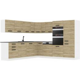 Belini - Küchenzeile Küchenblock Küche L-Form Jane Küchenmöbel mit Griffe, Einbauküche ohne Elektrogeräten mit Hängeschränke und Unterschränke, ohne