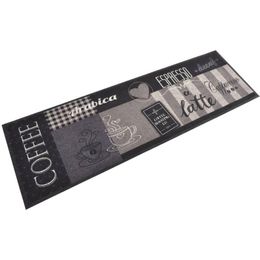 KüchenTeppich,Küchenmatte Waschbar Coffee Schwarz 60x180 cm Samt vidaXL