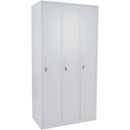 HHG - Schließfach Preston T829, Spind Wertfachschrank Schließfachschrank, Metall 3 Fächer grau - grey