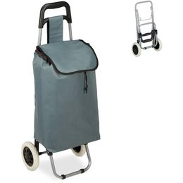 Einkaufstrolley, klappbar, 25 l Einkaufstasche mit Rollen, bis 10 kg belastbar, hbt: 91 x 40 x 30 cm, grau - Relaxdays