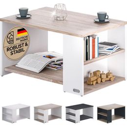 Casaria Couchtisch mit Ablage 2 Fächer Stauraum 90x59x48cm Kratzfest Holz 50kg Belastbarkeit Groß Wohnzimmer Büro Sofa Couch Tisch Beistelltisch weiß sonoma