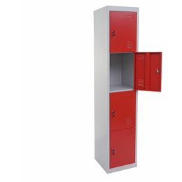 HHG - Schließfach Preston T163, Schließfachschrank Wertfachschrank Spind, Metall 180x38x45cm rot - red