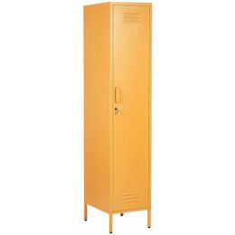 Beliani - Metallschrank Gelb Stahl 185cm hoch Modern mit abschließbarer Tür Kleiderstange 2 Türhaken 5 Fächern Wohnzimmer Schlafzimmer Flur Büro