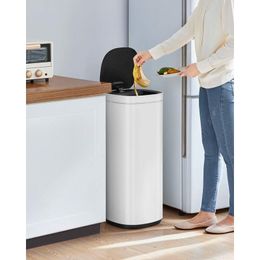 Songmics - Mülleimer mit Bewegungssensor, Abfalleimer Küche 50 l automatisch - Weiß