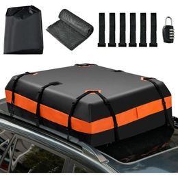 Costway - 450 l Dachbox für Auto, wasserdichter Dachkoffer mit Zahlenschloss & 6 Türhaken & Anti-Rutsch-Matte & Tragetasche, Faltbare Gepäckbox für
