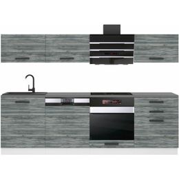 Belini - Küchenzeile Küchenblock Linda - Küchenmöbel 240 cm Einbauküche Vollausstattung ohne Elektrogeräten mit Hängeschränke und Unterschränke, mit