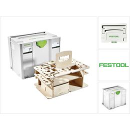 Systainer sys 4 t-loc sys-hwz Box Werkzeugkoffer ( 497658 ) lichtgrau koppelbar mit Holzeinsatz - FESTOOL