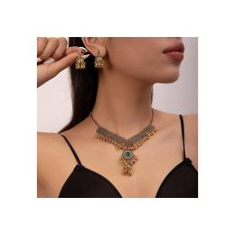 KIKI Charm-Ketten-Set Böhmisches Perlen-Edelstein-Blumen-Halskette Ohrringe
