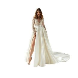 RUZU UG Abendkleid Damenkleid elegantem hohlem V-Ausschnitt Cocktailkleid Brautkleid