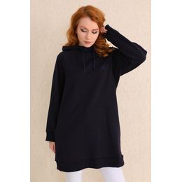 Bongual Sweatkleid Fleece Longpullover mit Kapuze