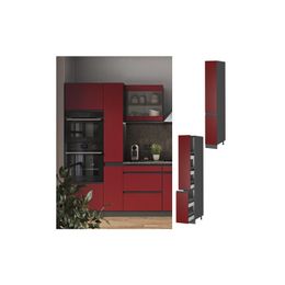 VICCO Apothekerhochschrank Küchenschrank Küchenmöbel R-Line J-Shape Anthrazit Rot 30 cm modern