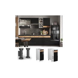 VICCO Apothekerunterschrank Küchenschrank Küchenmöbel Fame-Line Weiß Schwarz Eiche 30 cm modern Hochglanz