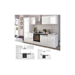 VICCO Küche 270 cm Küchenzeile Küchenblock Einbauküche Weiß Hochglanz