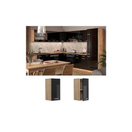 VICCO Hängeschrank Küchenschrank R-Line Solid Eiche Schwarz 30 cm modern