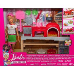 Mattel Barbie Pizzabäckerin Spielset mit Puppe blond, Barbie Küche mit Knete