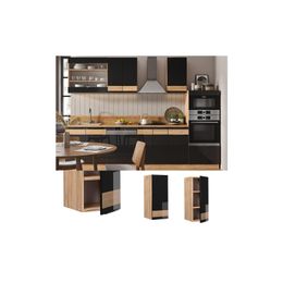 VICCO Hängeschrank Küchenschrank Küchenmöbel Fame-Line Eiche Schwarz 30 cm modern Hochglanz