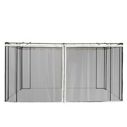 Outsunny Fliegennetz für 3 x 3 m Pavillons mit Reißverschluss schwarz 352L x 207H cm