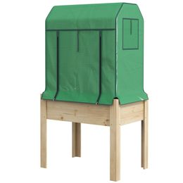 Outsunny Hochbeet mit PE-Abdeckung grün, natur 86L x 60B x 165H cm