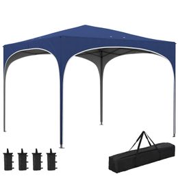 Outsunny Pavillon mit Tragetasche und Wasserablauflöchern blau 295L x 295B x 255H cm