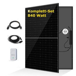 Balkonkraftwerk 840W Komplettset - Wechselrichter VDE-konform, 800W Plug and Play für Steckdose - 2 PV-Module 420 Watt - Premium Balkonhalterung