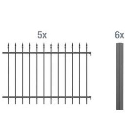 GAH Alberts Alberts Komplettset Zaun Chaussee 10 m 120 cm anthrazit zE