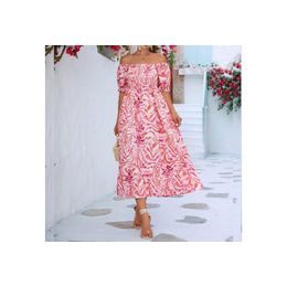 KIKI A-Linien-Kleid Strandkleid – One-Shoulder-Kleid mit Puffärmeln – Sommerkleid