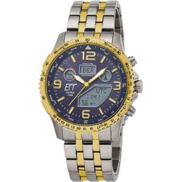 Funkchronograph ETT "Professional World Timer, EGT-11576-31M" Armbanduhren goldfarben (titansilberfarben, goldfarben) Herren Solaruhren