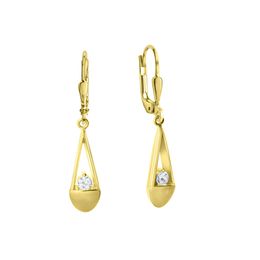 Paar Ohrhänger Vivance "375/- Gelbgold glanz/matt Zirkonia" Ohrringe Gr. ONE-SIZE, Gold, gelb (gelb, weiß) Damen Ohrhänger
