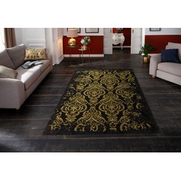 Teppich MERINOS "Bahar" Teppiche Gr. B/L: 120 cm x 170 cm, 12 mm, 1 St., schwarz (black, gold) Esszimmerteppiche