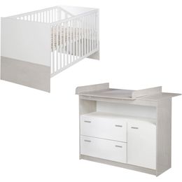 Babymöbel-Set Roba "Julia" Gr. Kinderbett & Wickelkommode, B/H: 70 cm x 140 cm, grau (weiß, grau) Baby Schlafzimmermöbel-Sets Baby-Bettsets