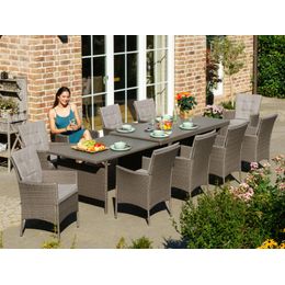 Garten-Essgruppe Konifera "Mailand" Sitzmöbel-Sets Gr. ausziehbarer Tisch, braun (braun, grau) Outdoor Möbel Bestseller