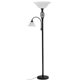 Stehlampe Home Affaire "Rudi" Lampen Gr. 2 flammig, Ø 40 cm Höhe: 178 cm, schwarz-weiß (schwarz, naturweiß) Deckenfluter Lampen