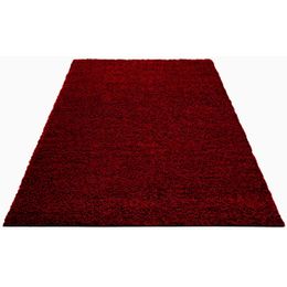 Hochflor-Teppich Home Affaire "Shaggy 30" Teppiche Gr. B/L: 280 cm x 390 cm, 30 mm, 1 St., rot (weinrot) Esszimmerteppiche Teppich, Uni Farben, besonders weich und kuschelig