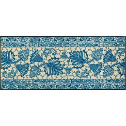 Fußmatte wash+dry by Kleen-Tex Teppiche Gr. B/L: 60 cm x 180 cm, 7 mm, 1 St., blau (blau, ecru) Fußmatten gemustert