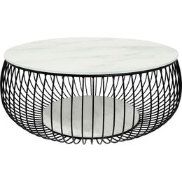 Couchtisch Salesfever Tische Gr. B/H/T: 86 cm x 35 cm x 86 cm, 10 mm starke Klarglasplatte mit Marmordruck Weiß, schwarz (schwarz, weiß, schwarz, weiß) Couchtische rund oval
