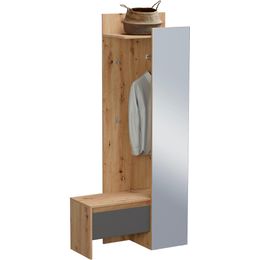 Kompaktgarderobe Inosign "Trosa" Schränke Gr. B/H/T: 90 cm x 189 cm x 39 cm, braun (front: grau, korpus: eiche nb) Kompaktgarderoben