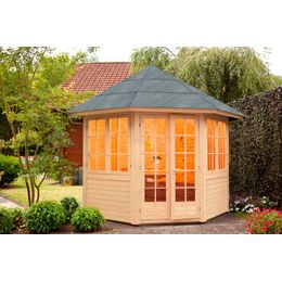 Holzpavillon Wolff "Palma" Pavillons Gr. B/H/T: 347 cm x 263 cm x 347 cm, beige (natur) Feststehende Pavillons